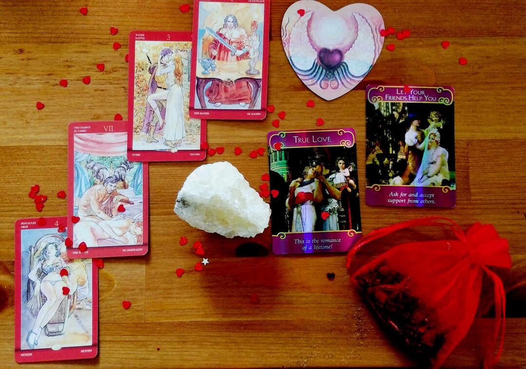 Law Of Attraction Tarot Spread For Manifesting Love 7 Card Etsy