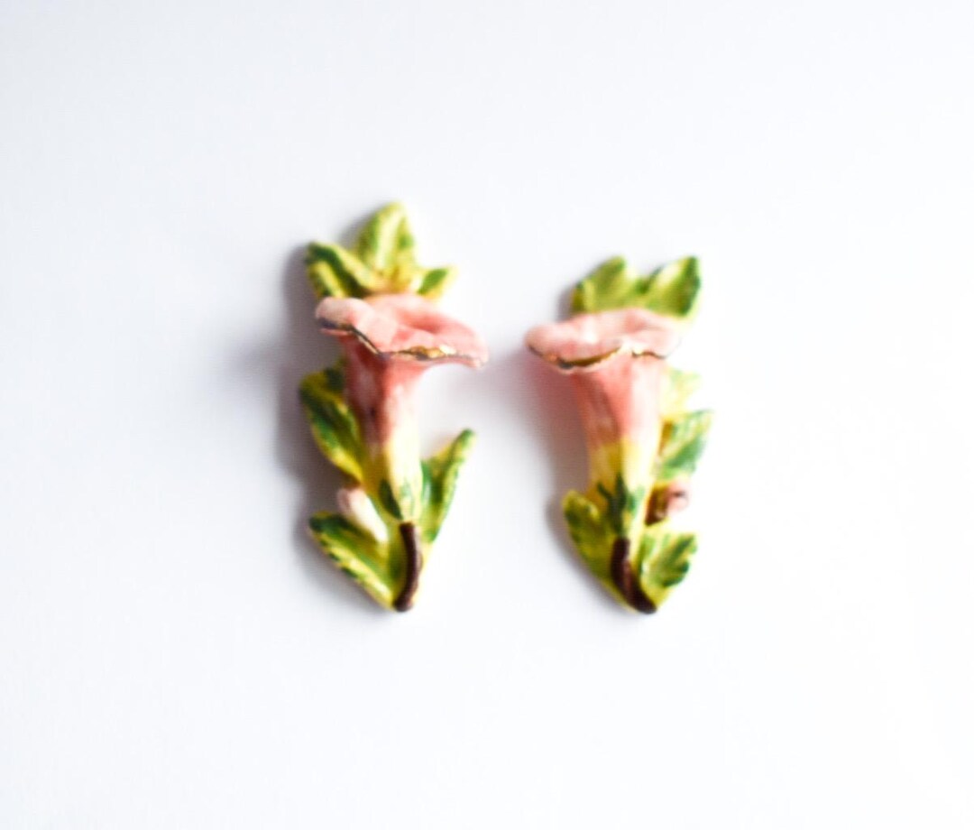 A Pair of Porcelain Flower Wall Pockets - Etsy