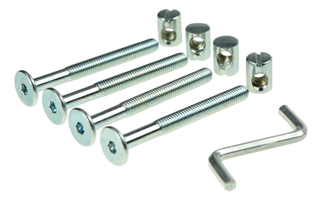 4x Set Bed Cot Furniture Connector Bolt M6 With Allen Key Cut and ...