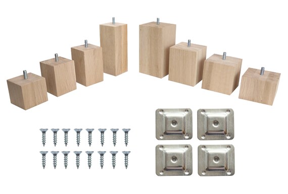 Wooden OAK Square Block Furniture Replacement Legs Feet Beech | Etsy