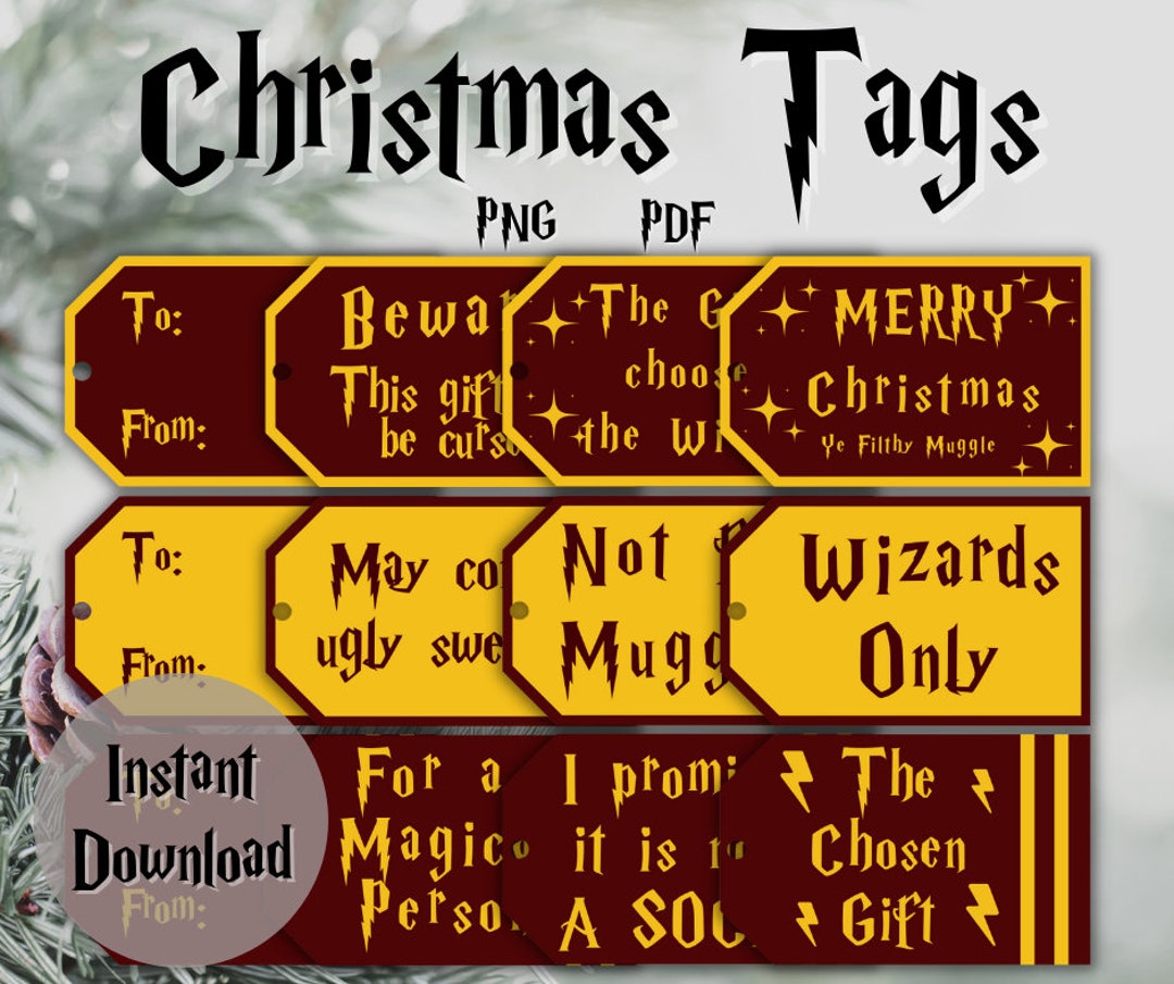 Wizard Gift Tags Printable: Red Magical Favor Labels (PDF) - Etsy