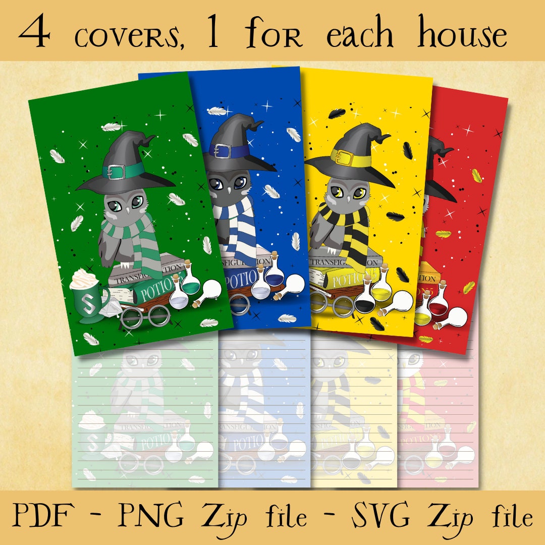 Printable Wizarding School Houses Notepads - Instant Download! Owl ...