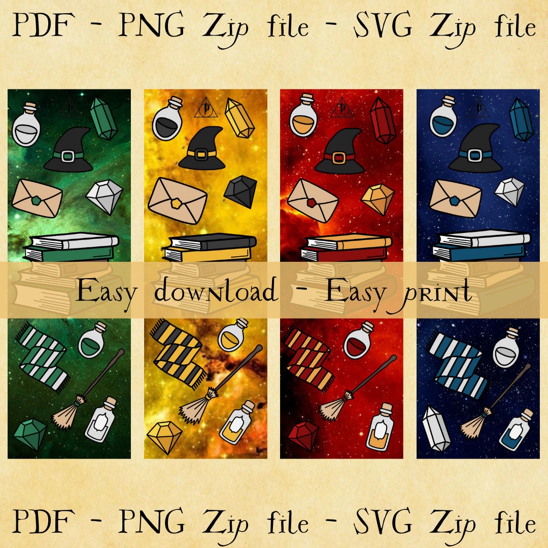 Instant Downloadable Printable Bookmarks - Magical School Houses With ...