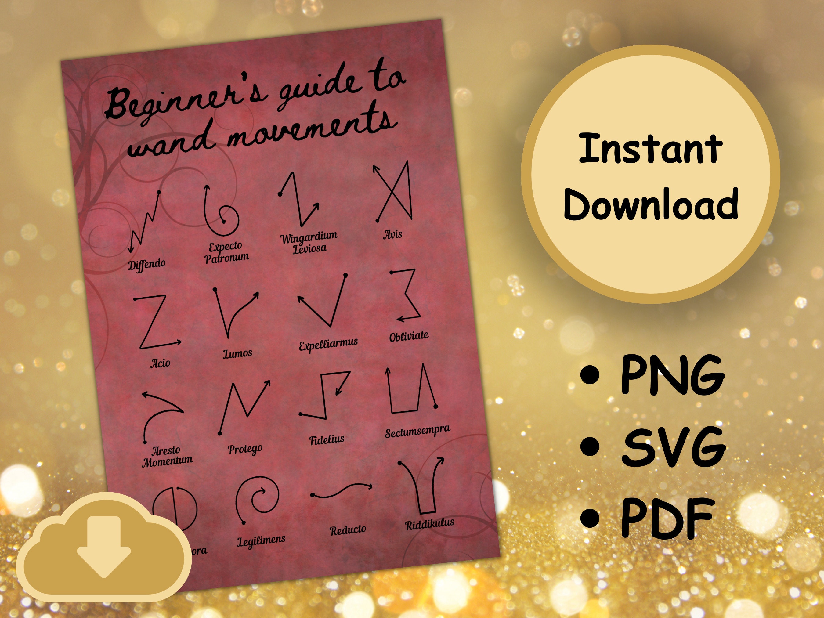 Magical Wand Movements Poster Printable Digital Download DIY Home Decor ...