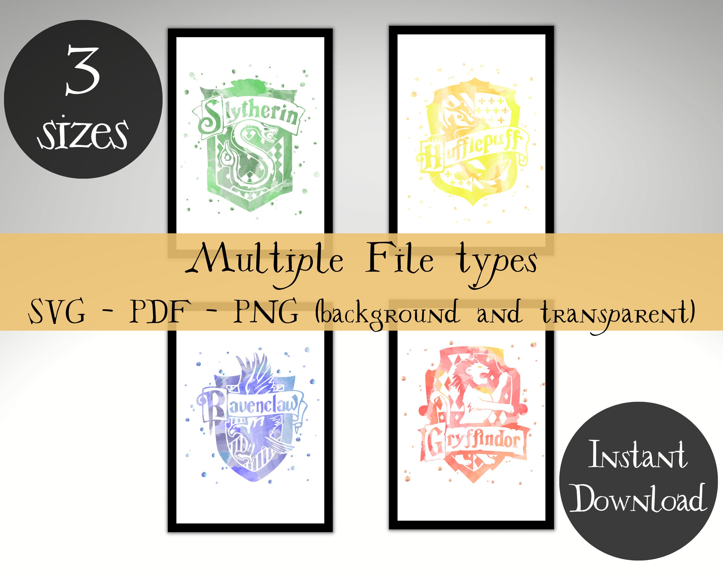 Magical Wizarding School Houses Decorative Wall Art, Instant Download ...