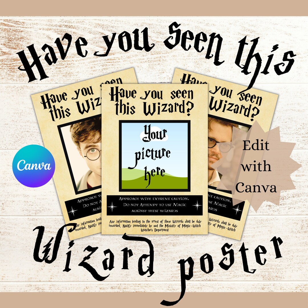 Wanted Wizard Poster Template | Printable Magical World Party Decor ...