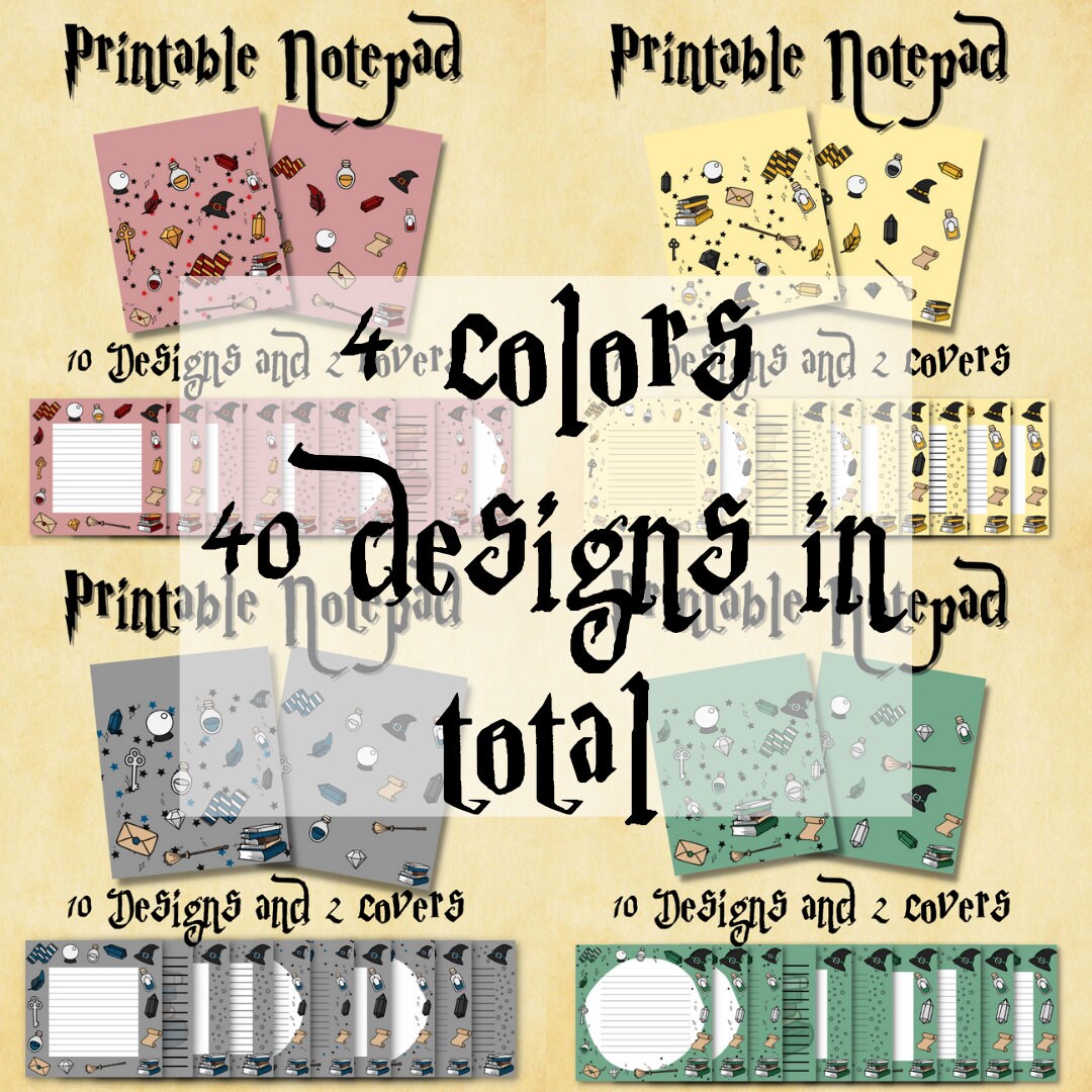 Vibrant Printable Notepad Stationery Set - Instant Download With Four ...