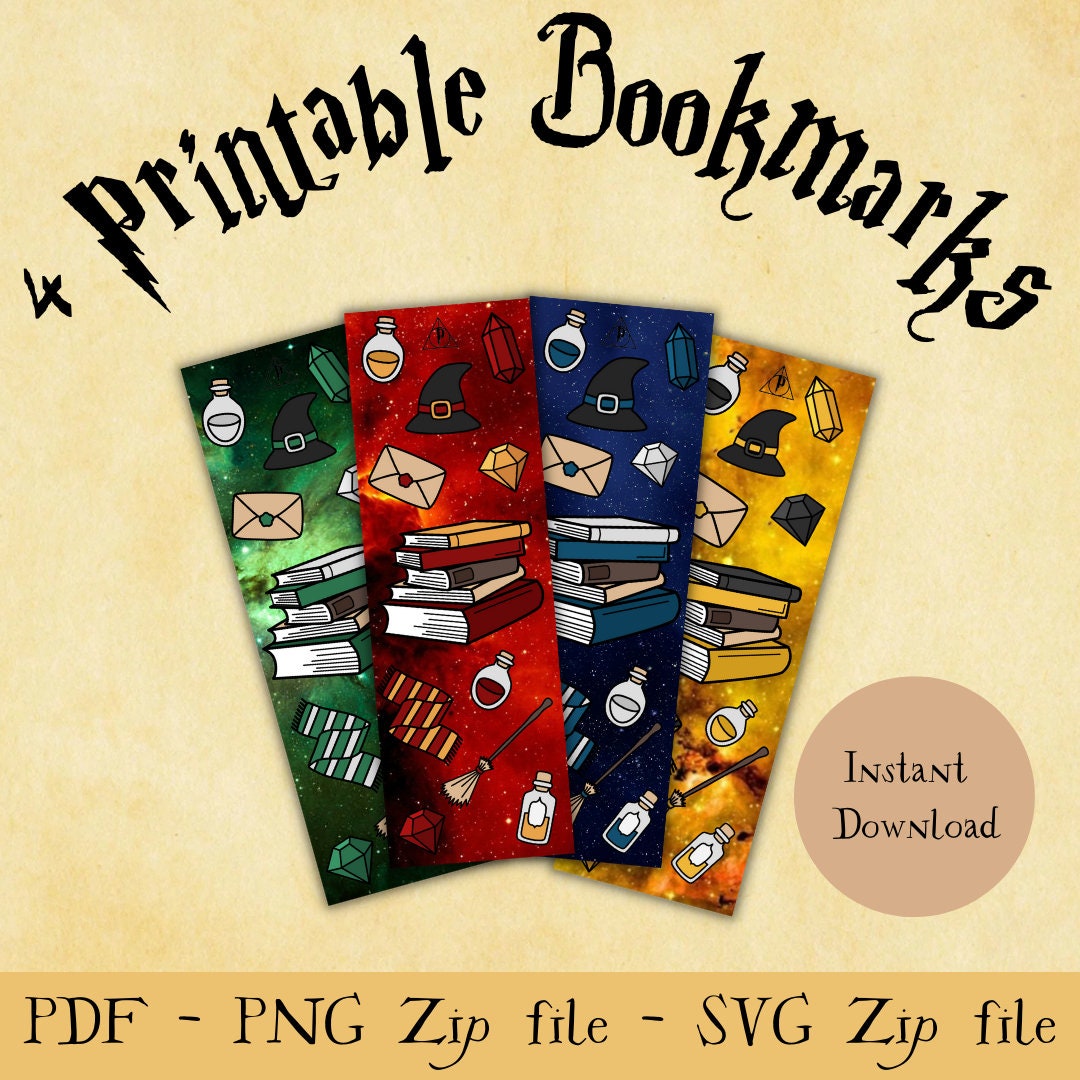 Instant Downloadable Printable Bookmarks Magical School Houses With ...