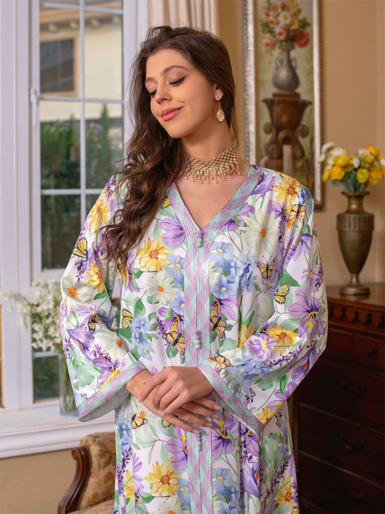 Dubai Moroccan Kaftan Arabic Abaya Maxi Hand Beaded Caftan Farasha ...
