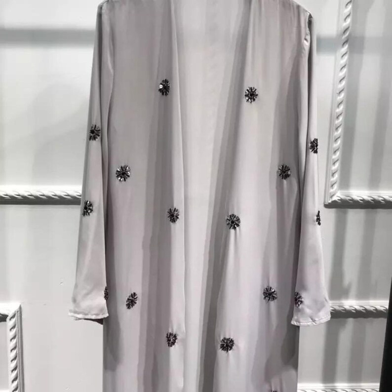 Turkish Islamic Clothing Muslim Open Abaya Women Beading Floral Maxi Dresses Dubai Arab Long ...