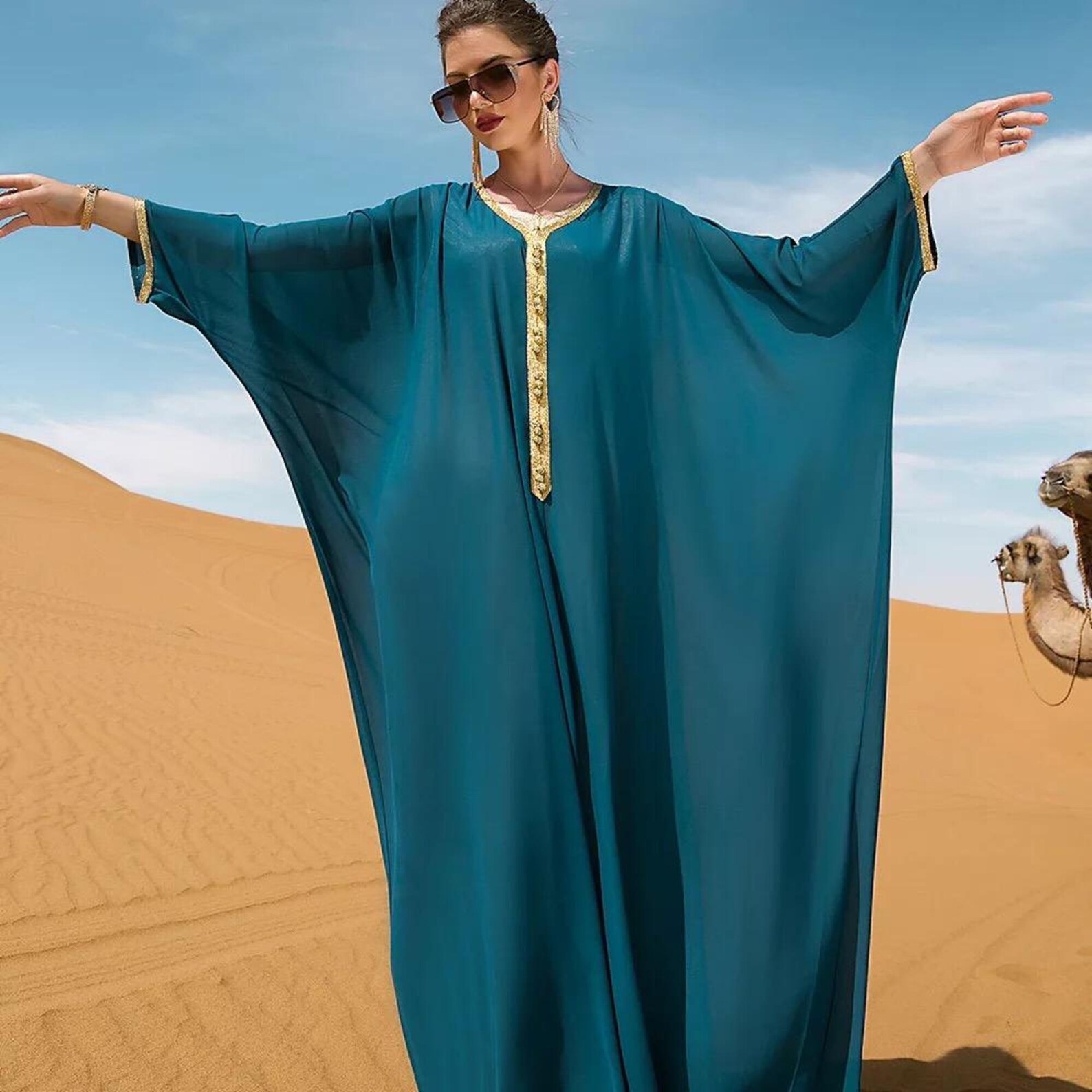 Gandoura Moroccan for Women Loose Cloak Dress for Women Gold - Etsy