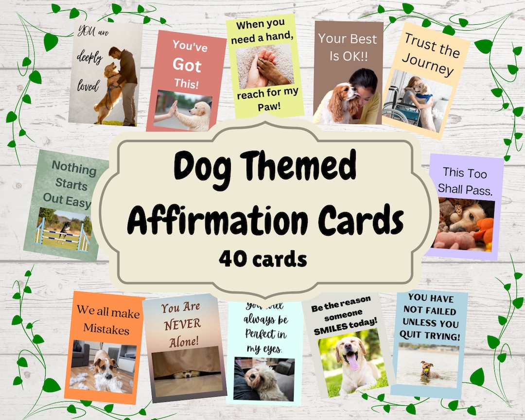 Positive Affirmation Cards for Dog Lovers, Dog Themed Mental Health ...