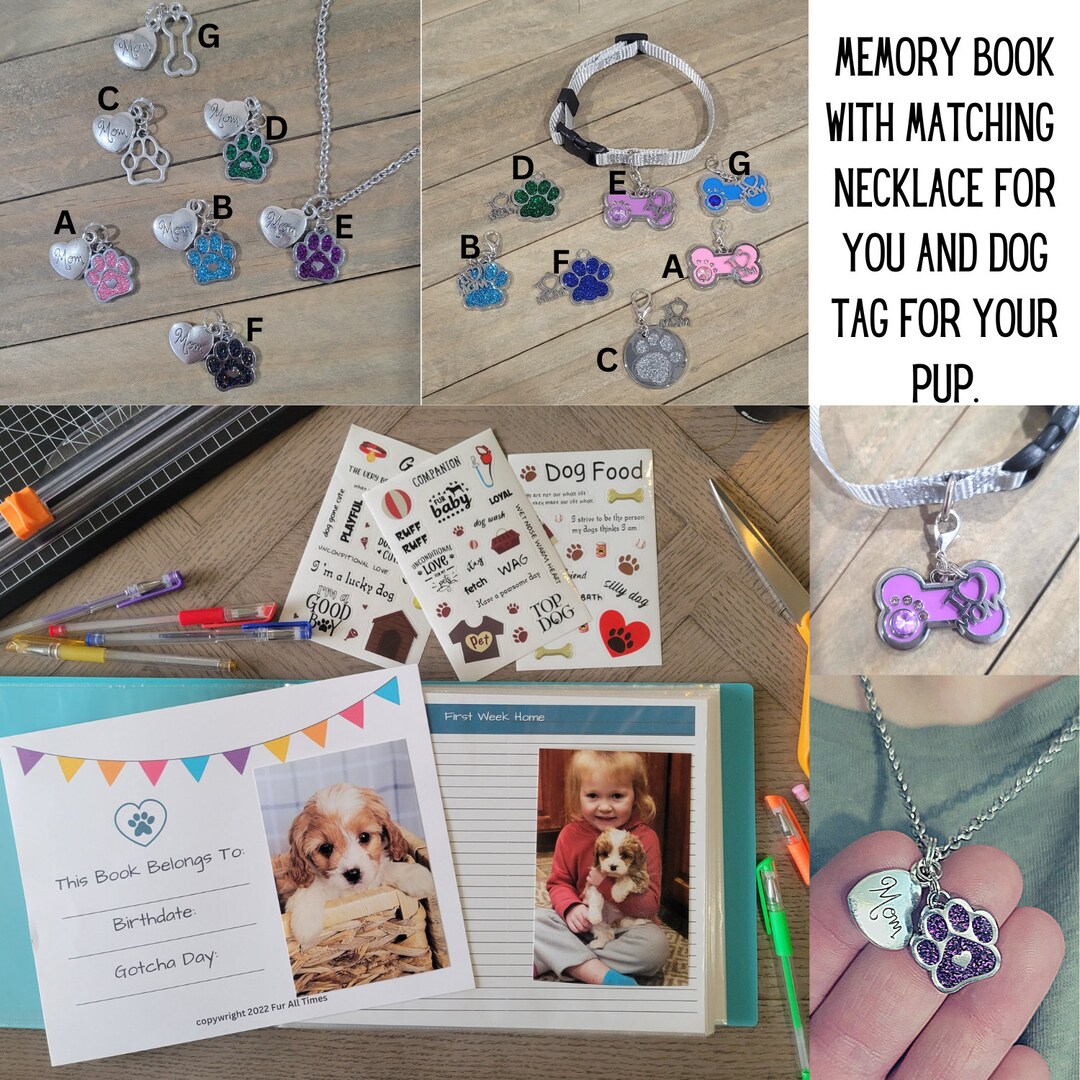 Printed Planner & Memory Book for Your Dog. 48 Pgs, Comes With Necklace ...