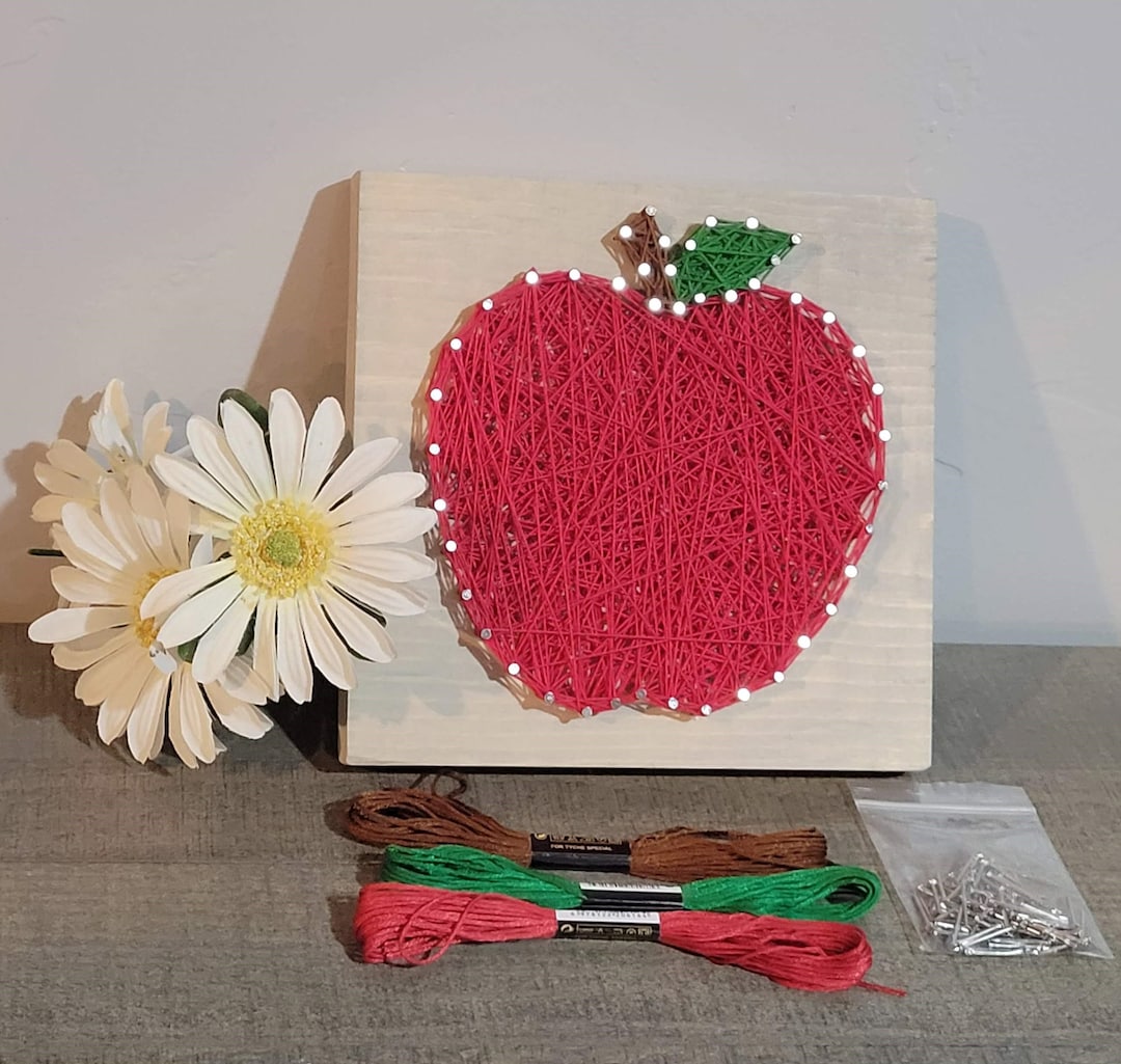 DIY String Art Apple Kit, Farmhouse Décor, Relaxing and Fun Craft, Wall ...