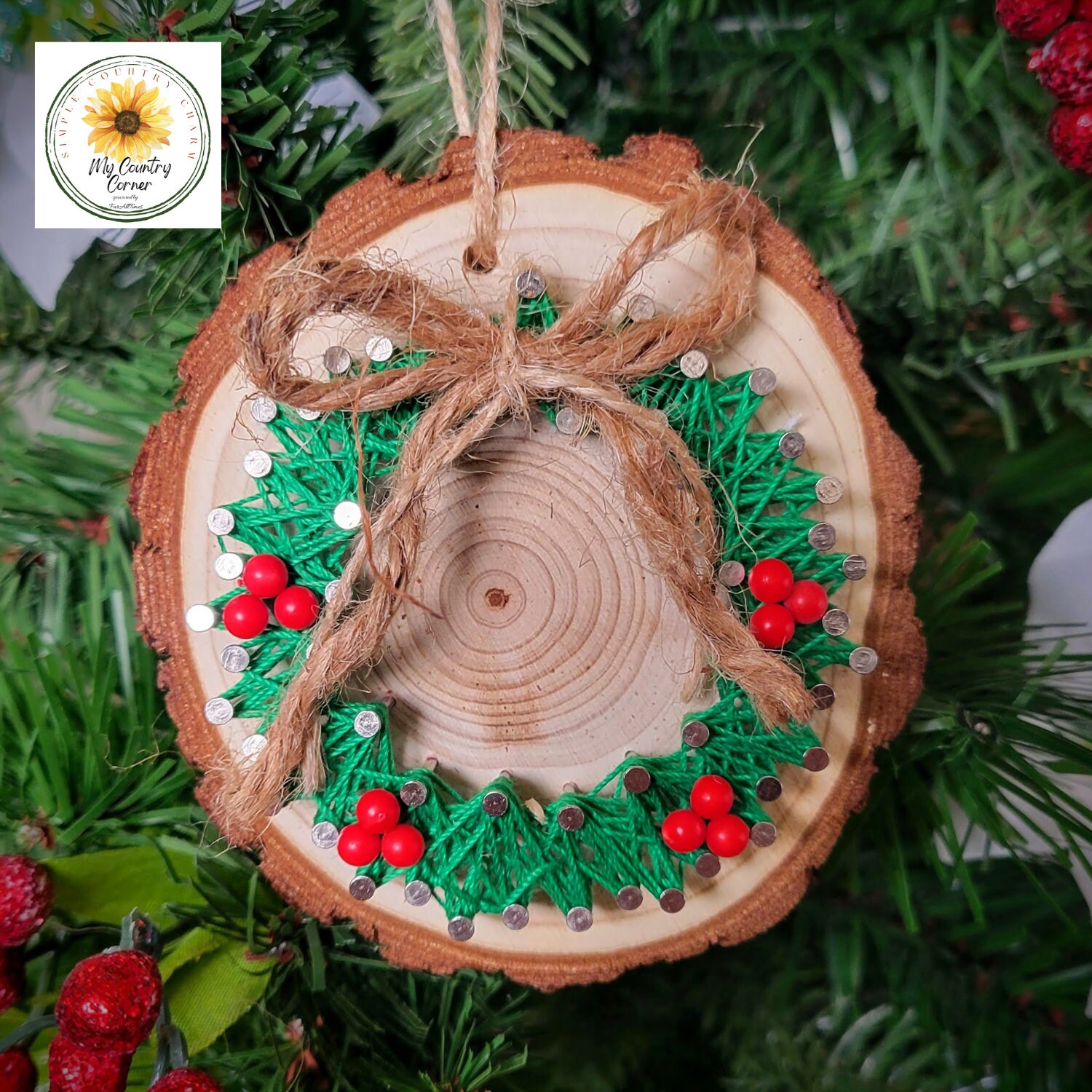 String Art Christmas Tree Ornament Kits, Real Wood Slice, Crafts for ...