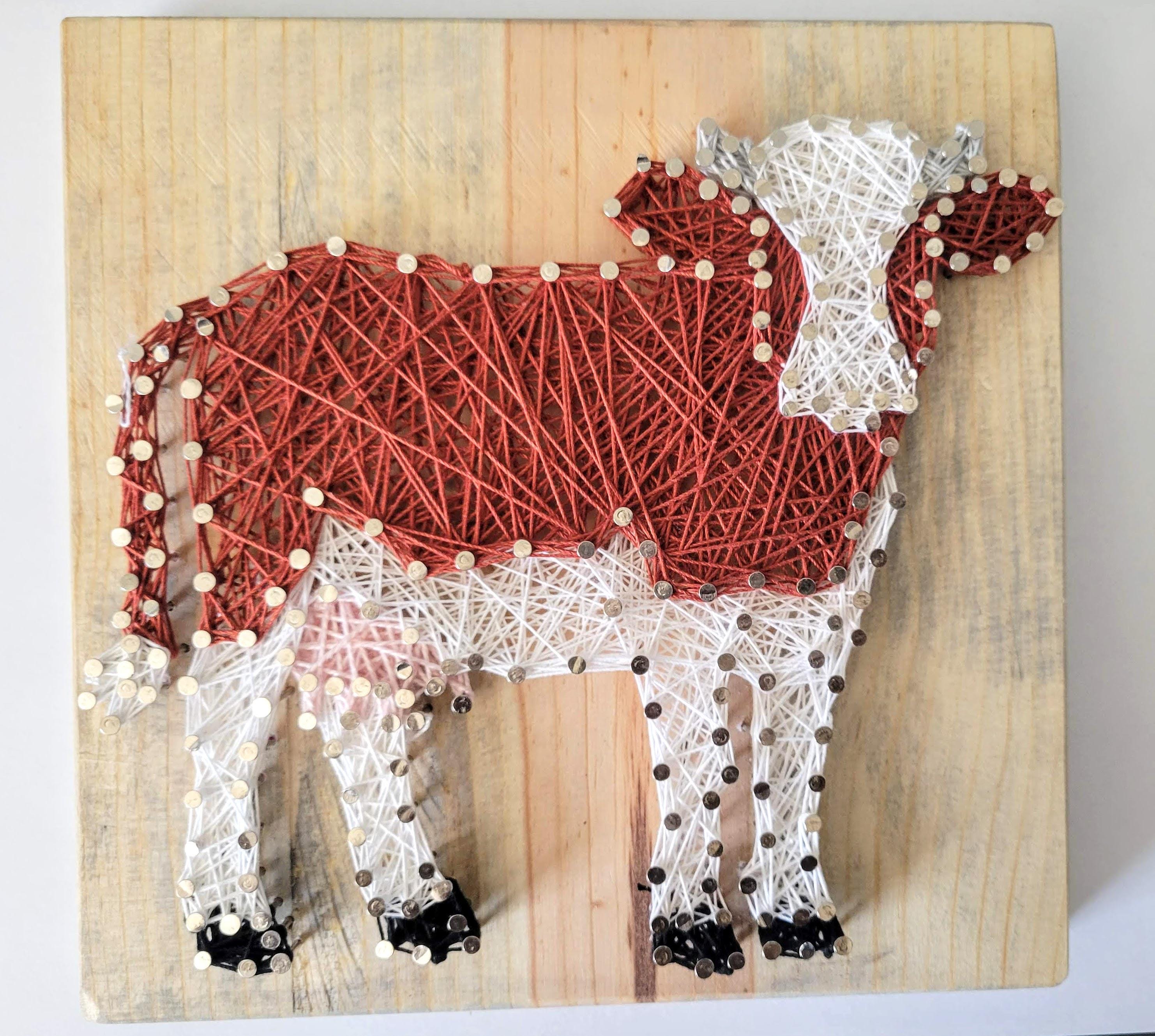 DIY String Art Cow, Farmhouse Décor, Relaxing and Fun Craft, Wall ...