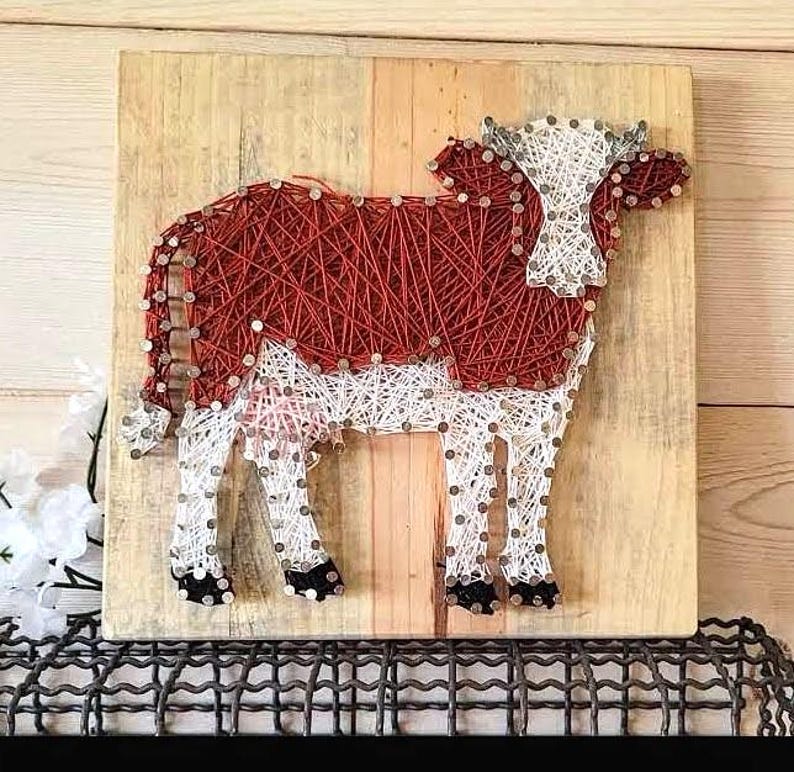 DIY String Art Cow, Farmhouse Décor, Relaxing and Fun Craft, Wall ...