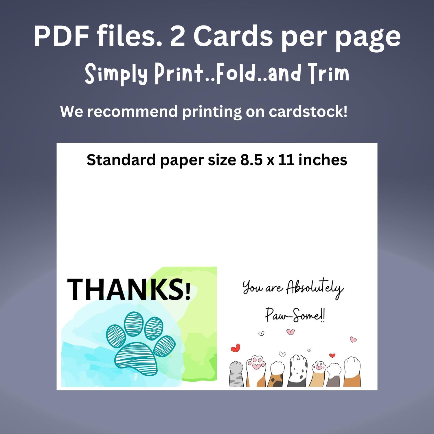 Printable, Pet Themed Greeting Cards. Thank You Cards! Send a Message ...