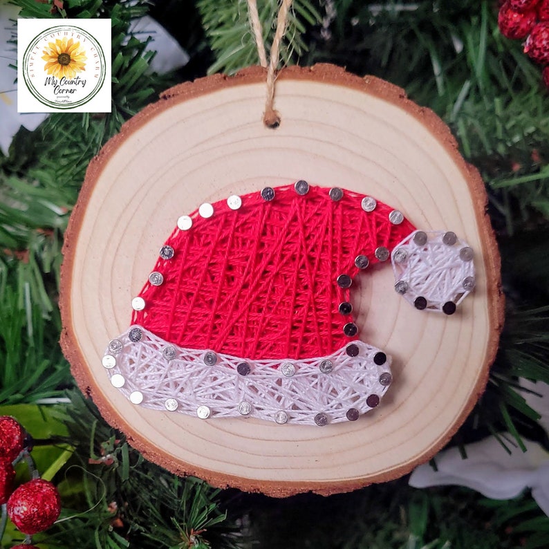 Christmas Tree String Art Ornament Kits, Real Wood Slice, Crafts for ...