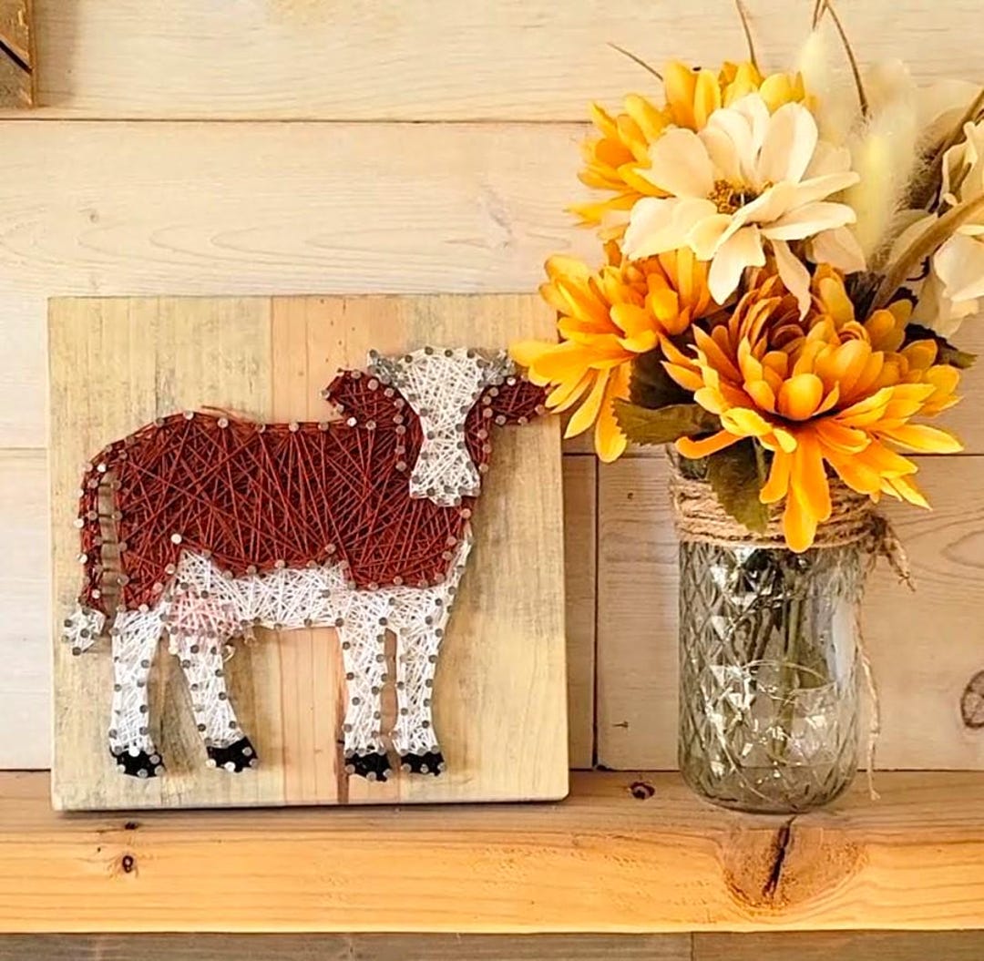 DIY String Art Cow, Farmhouse Décor, Relaxing and Fun Craft, Wall ...