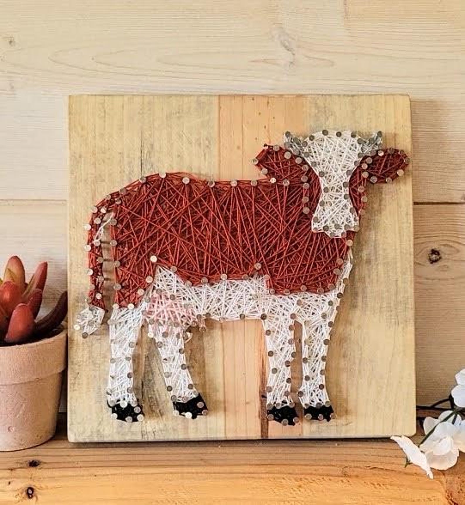 DIY String Art Cow, Farmhouse Décor, Relaxing and Fun Craft, Wall ...