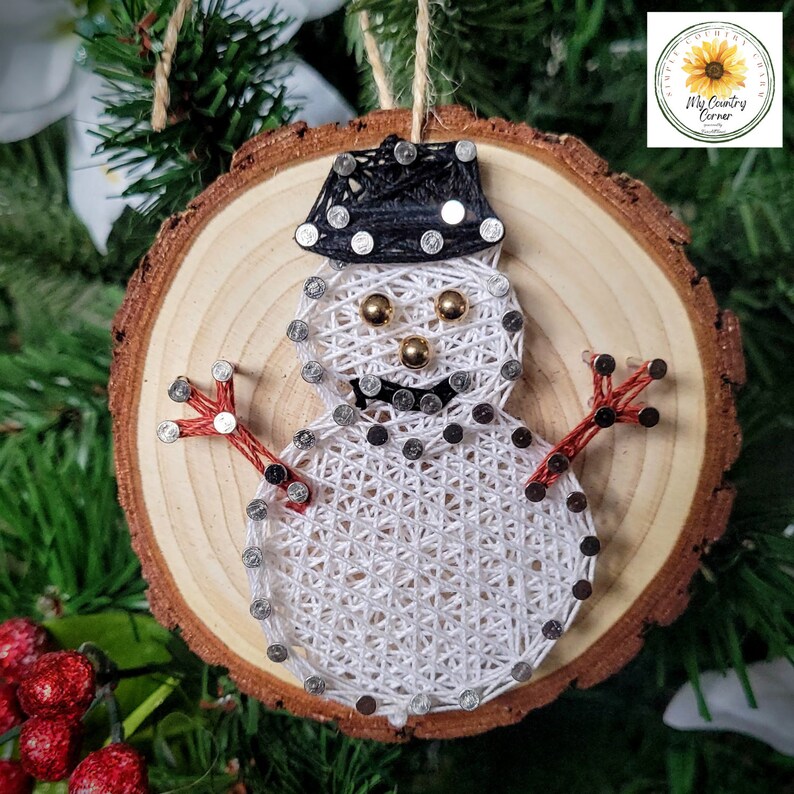 Christmas Tree String Art Ornament Kits, Real Wood Slice, Crafts for ...