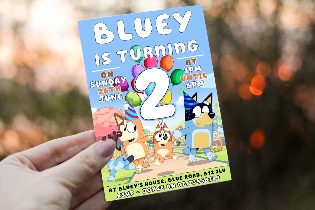 Personalised Bluey Birthday Invitation, Bluey Evite, Bluey Printed ...