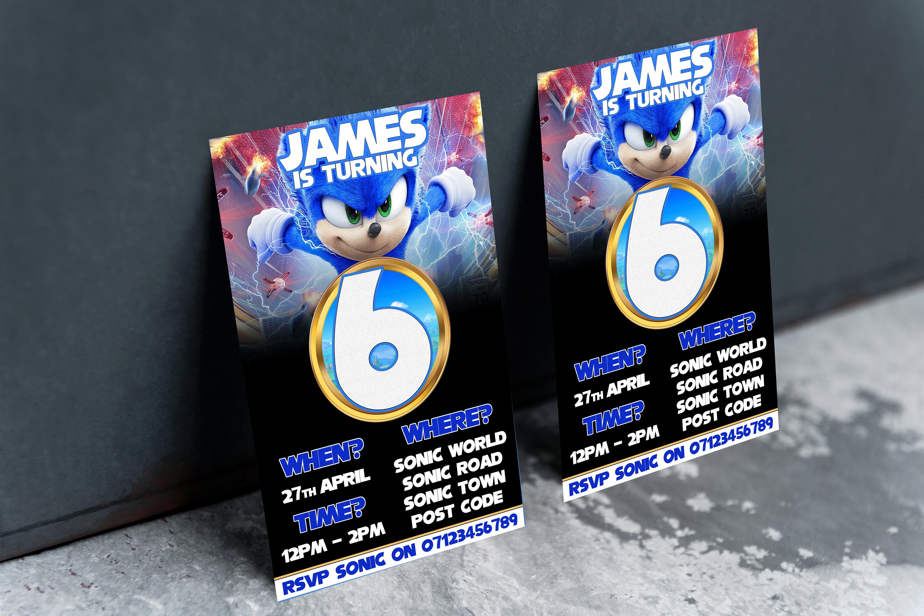 Personalised Sonic Birthday Invitation, Sonic Evite, Sonic Printed ...