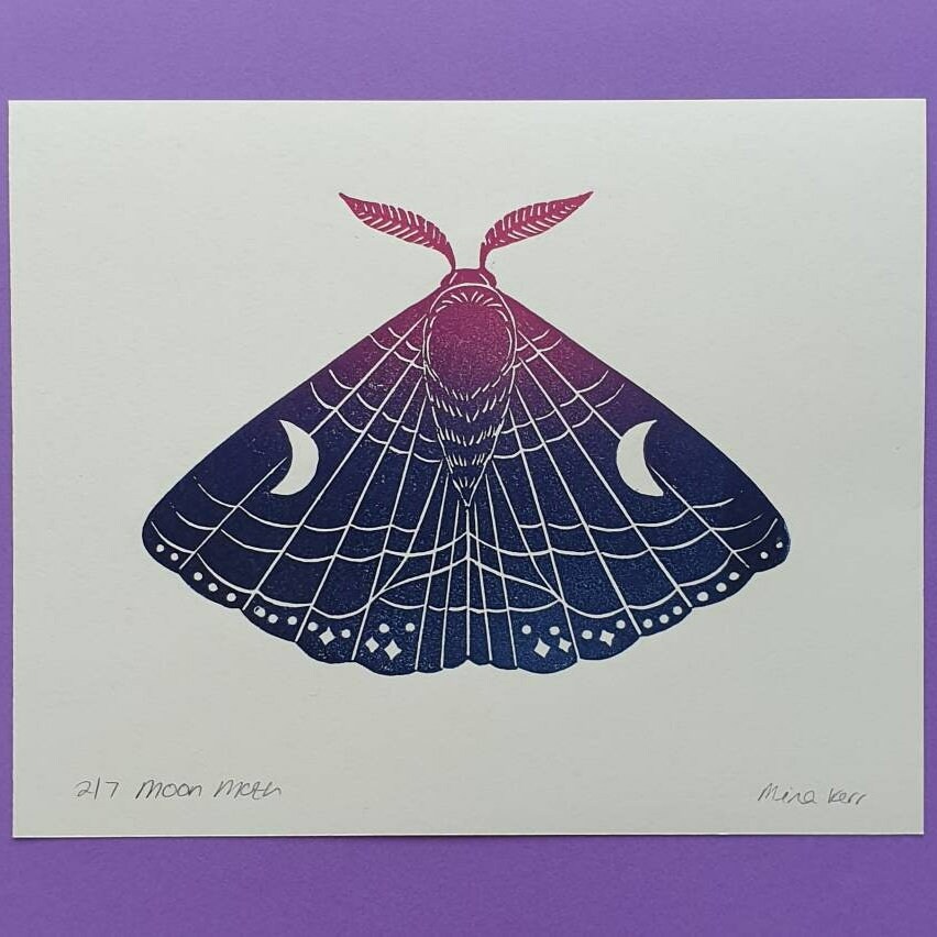 Moon Moth Linocut Print Moth Linocut Art Print Moon Moth - Etsy