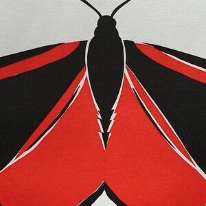 Cinnabar Moth Screen Print | Limited Edition Moth Print | Red and Black ...