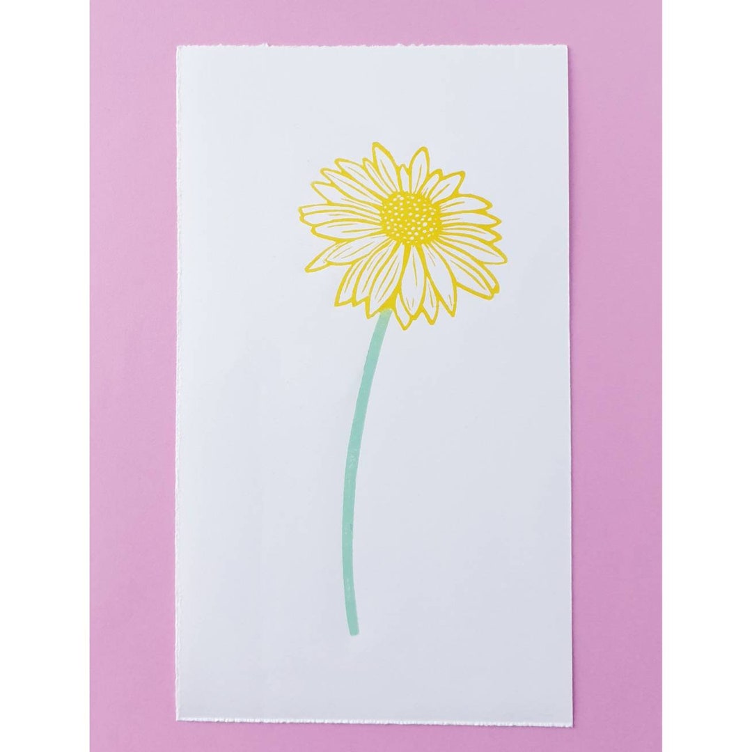Daisy Linocut Yellow Daisy Linocut Spring Daisy Linocut - Etsy