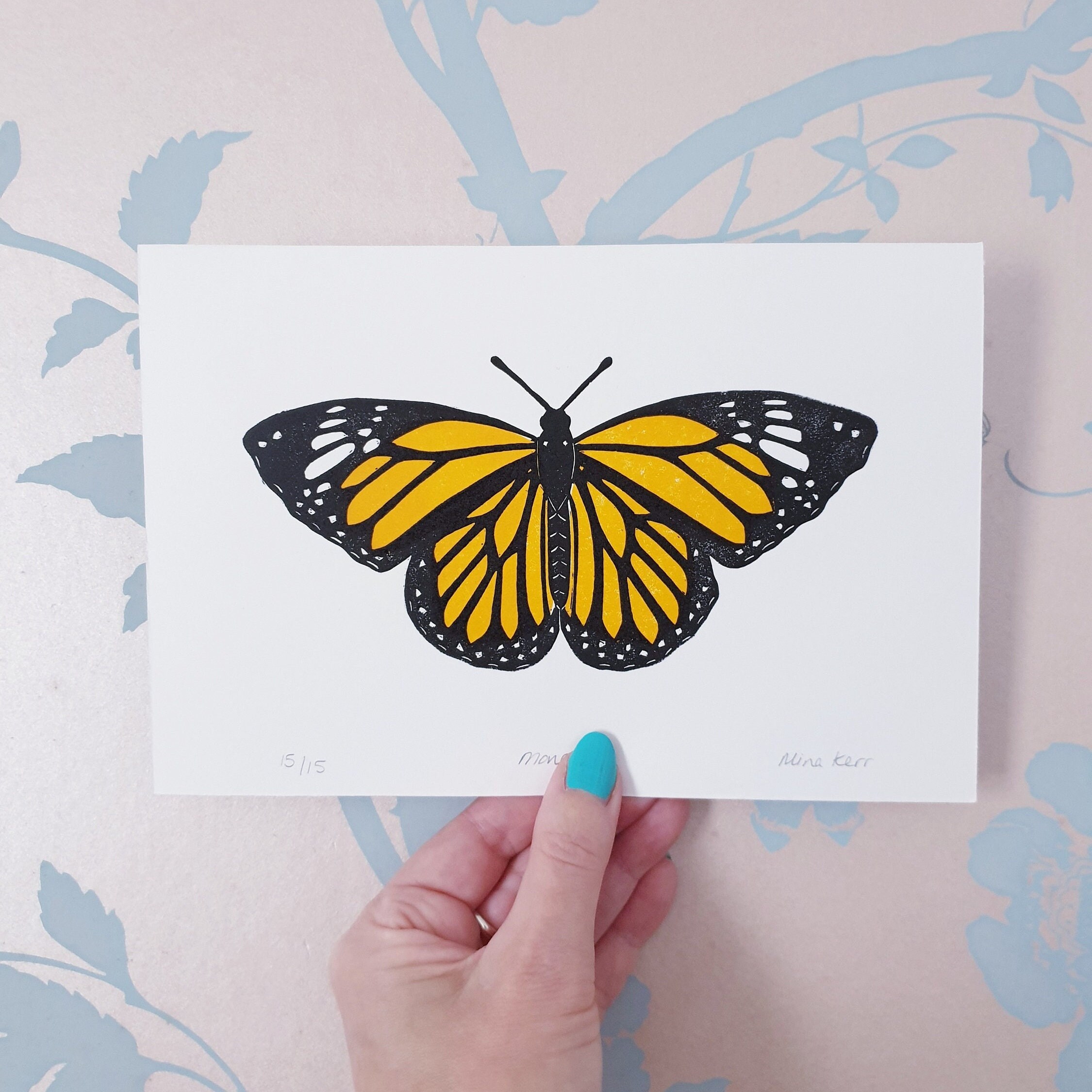 Monarch Butterfly Linocut Print - Original Orange & Black Butterfly ...