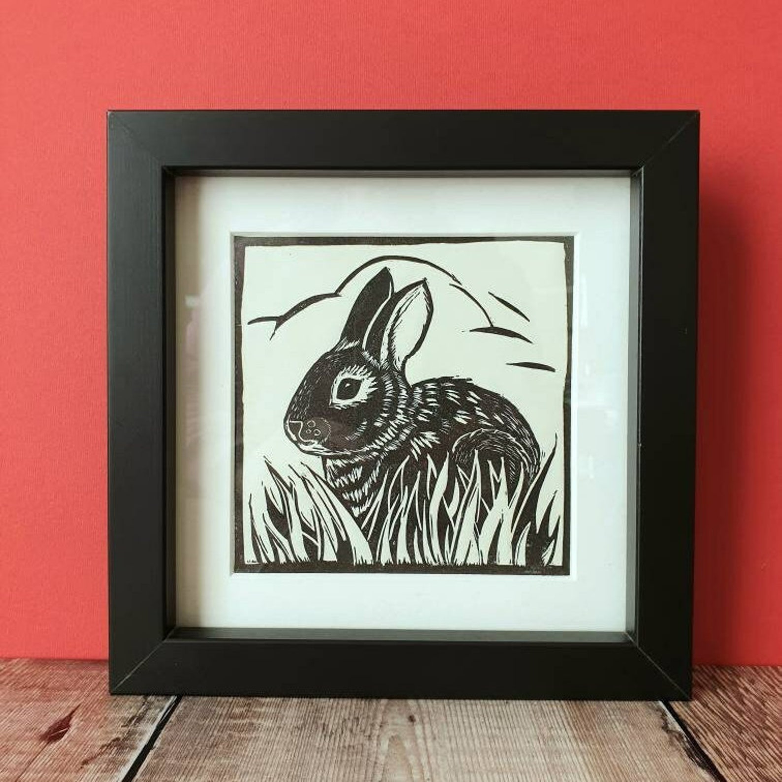 Bunny Linocut Print Original Rabbit Linocut Wildlife Linocut Print ...