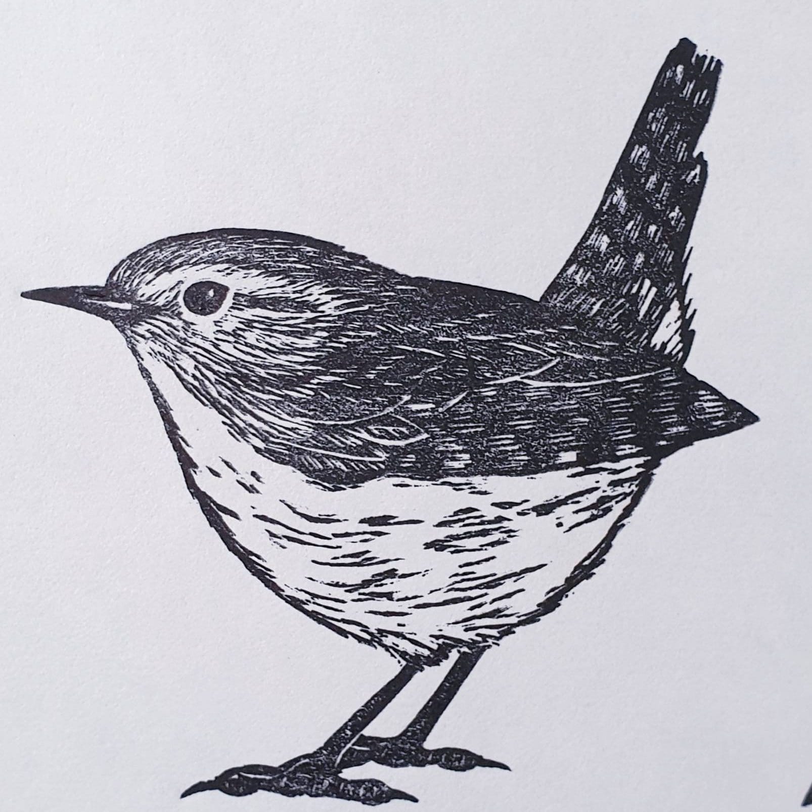 Wren Linocut Print Original Botanical Wren Linocut Print Handprinted ...