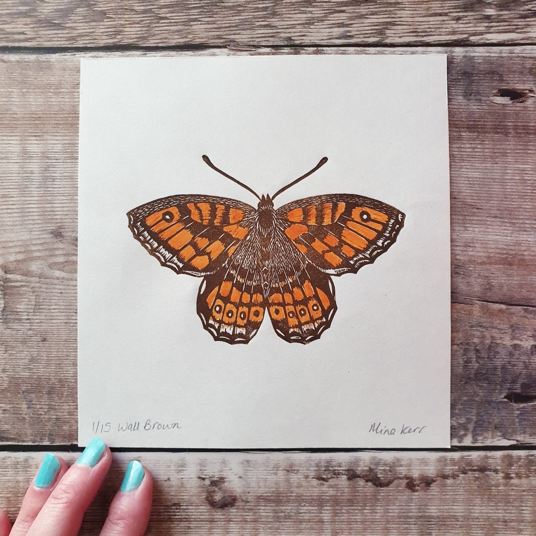 Wall Brown Butterfly Linocut Print | Gift for a Butterfly Lover | Gift ...