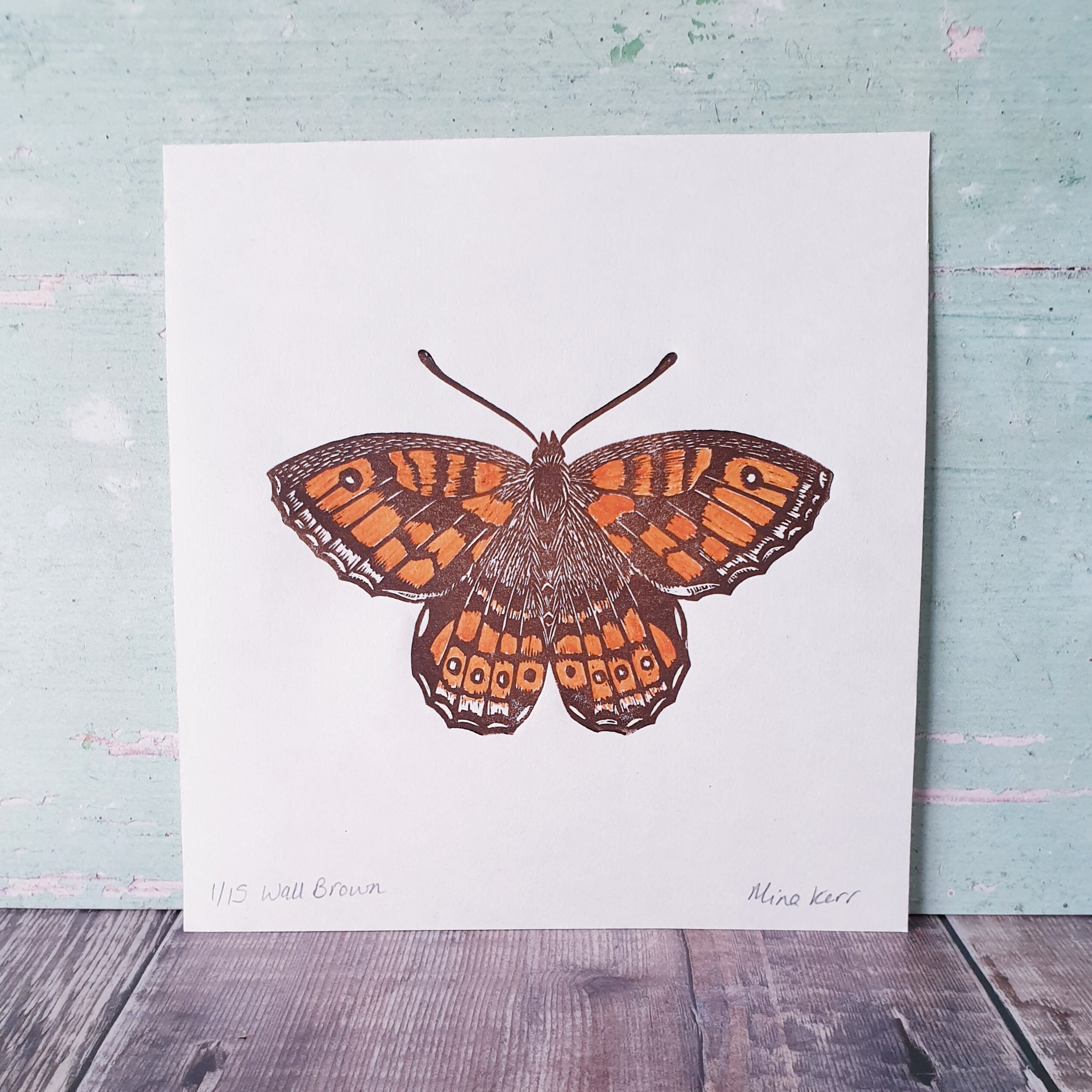 Wall Brown Butterfly Linocut Print Gift for a Butterfly Lover Gift for ...