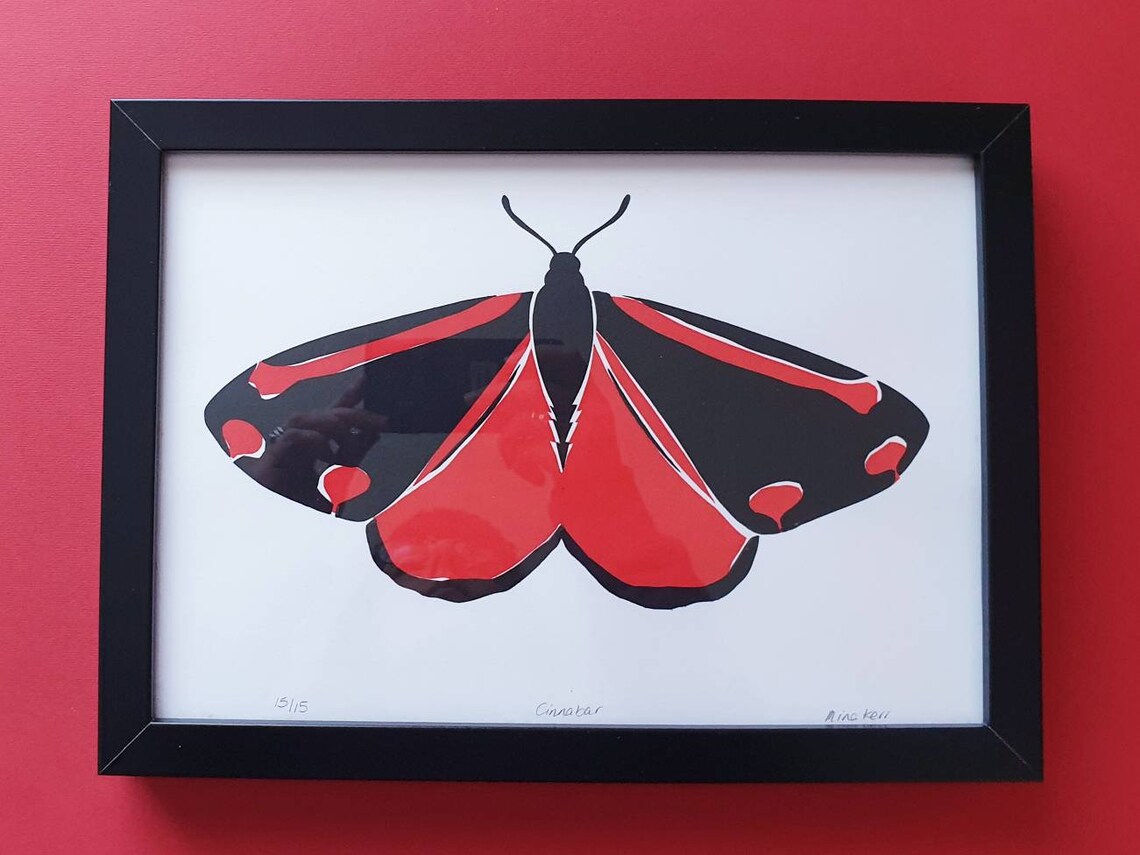 Cinnabar Moth Screen Print Limited Edition Moth Screen Print - Etsy