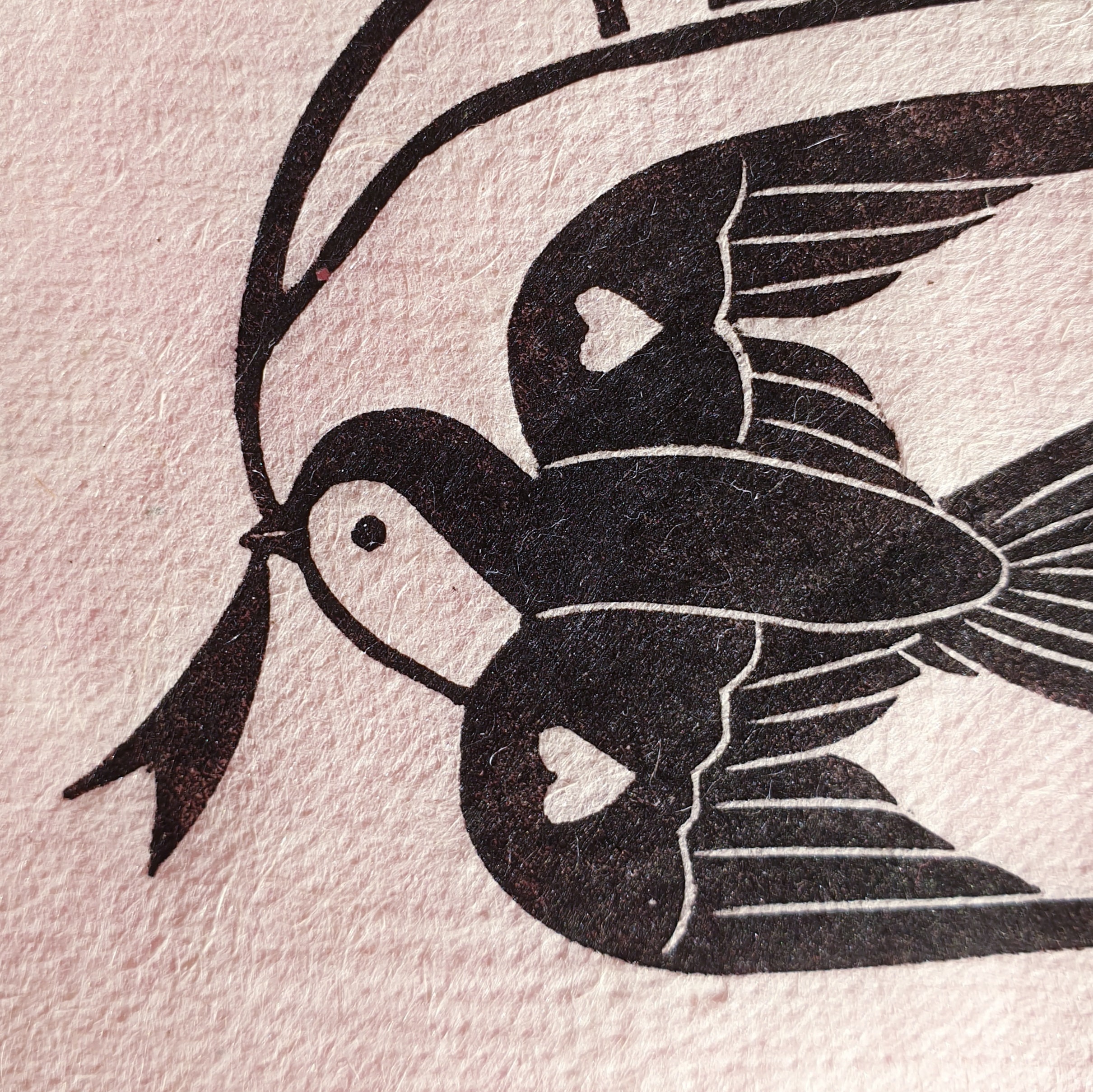 Love Bird Linocut Print Cute Bird Mini Print Gift for a Loved One Love ...
