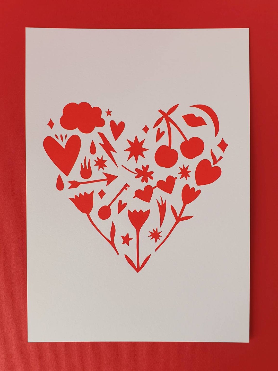 Red Heart Screen Print | Big Love Screenprint | Love Motifs Print ...