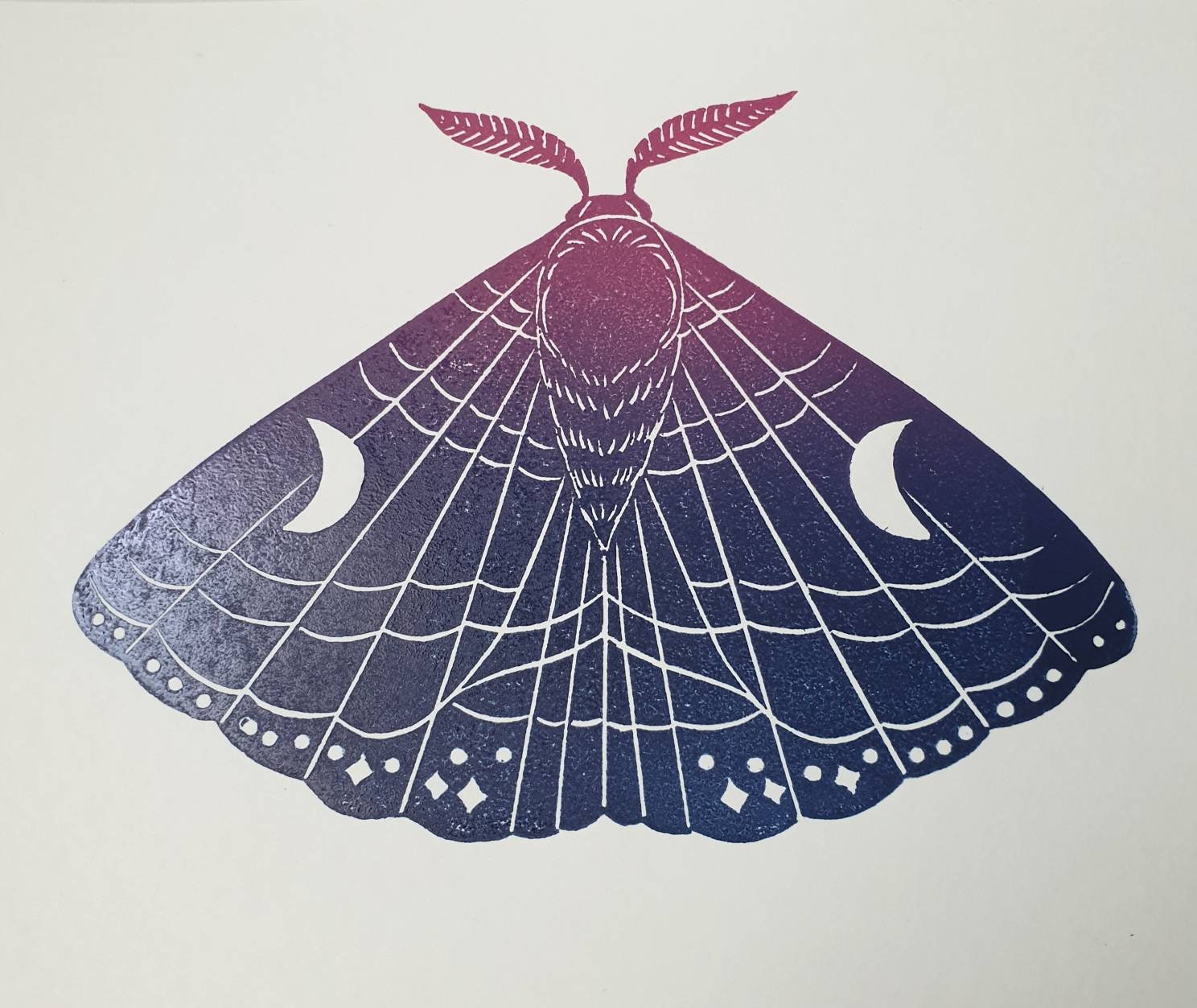 Moon Moth Linocut Print Moth Linocut Print A5 Moon Moth - Etsy