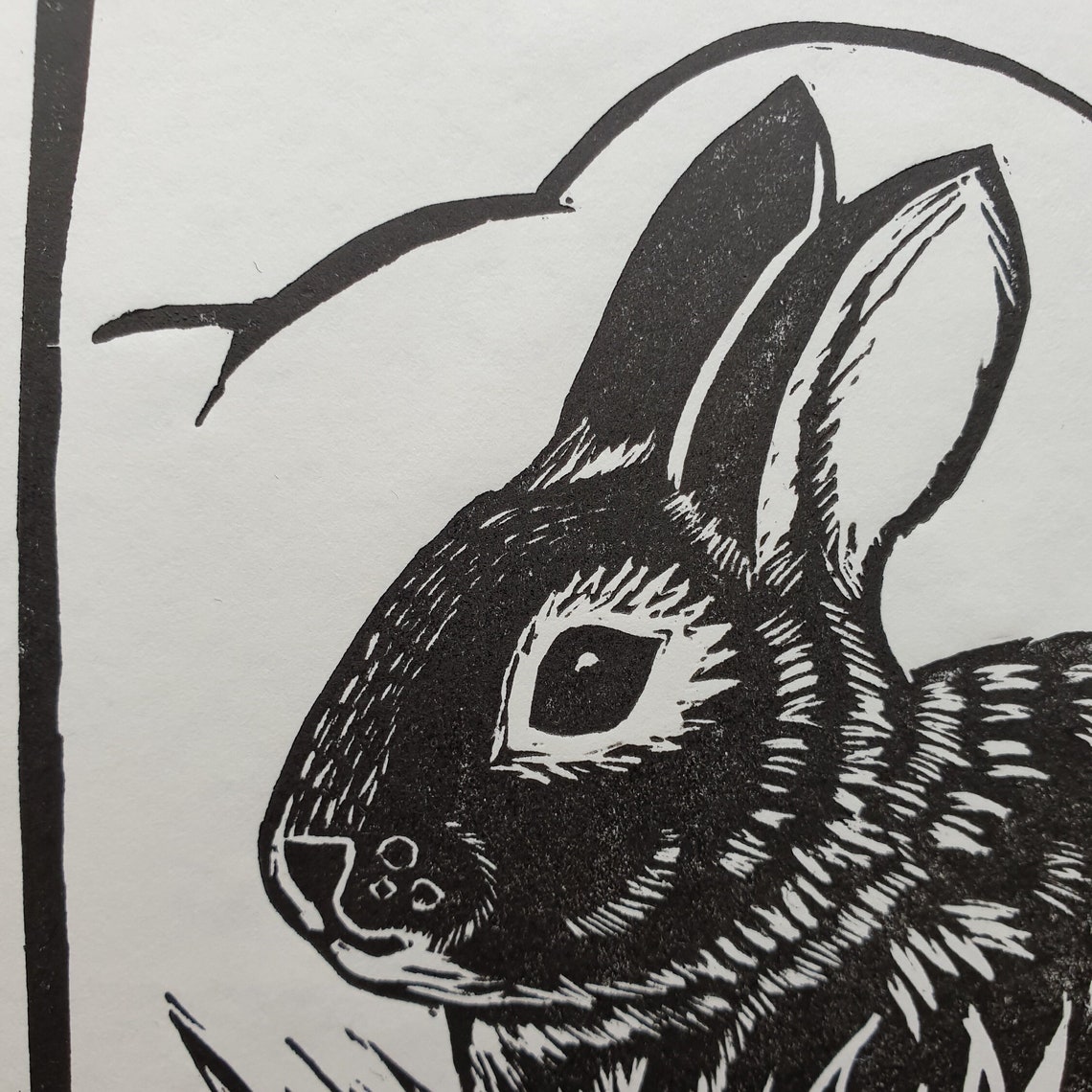 Bunny Linocut Print Original Rabbit Linocut Wildlife Linocut Print ...