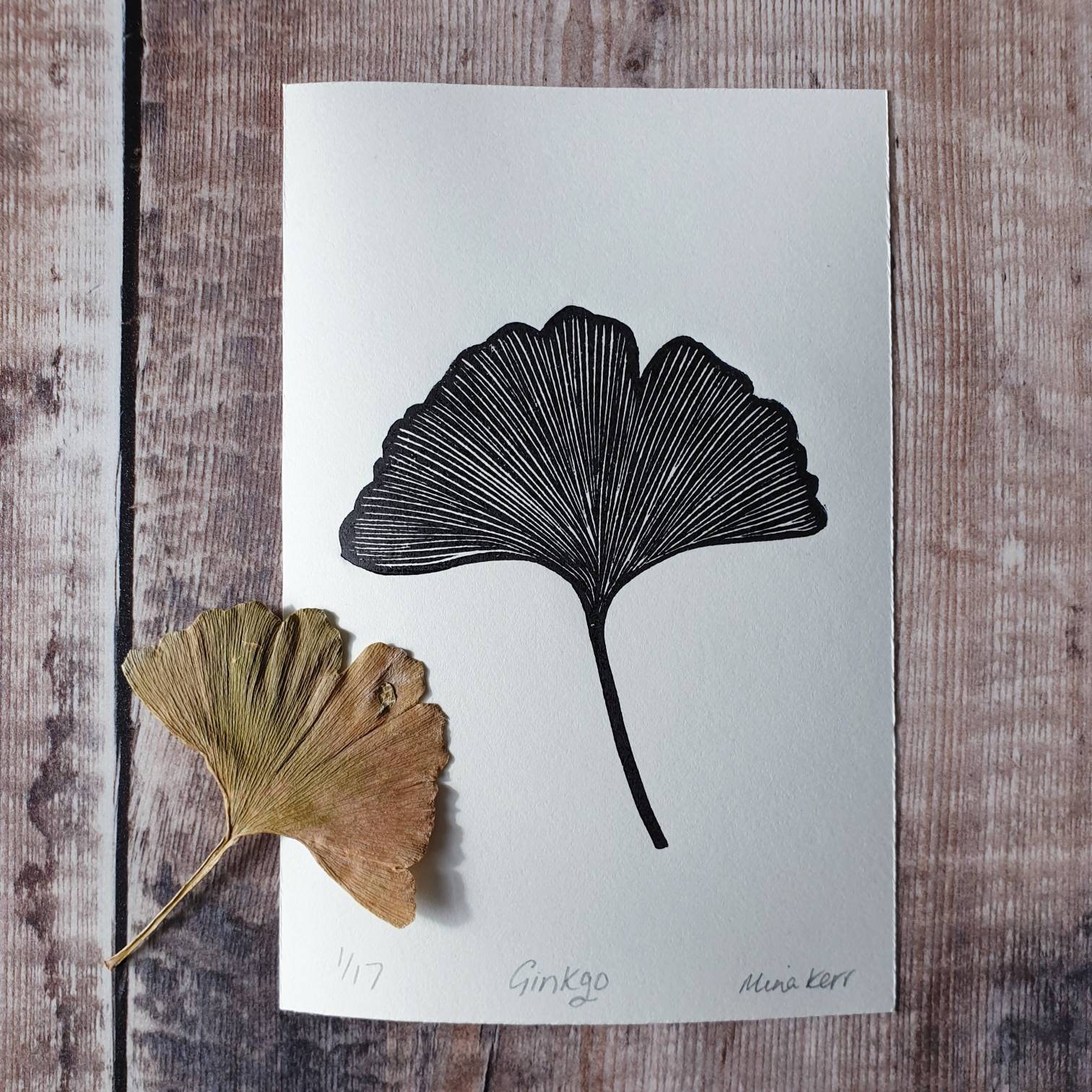 Ginkgo Leaf Mini Linocut Print Ginkgo Linocut Botanical - Etsy