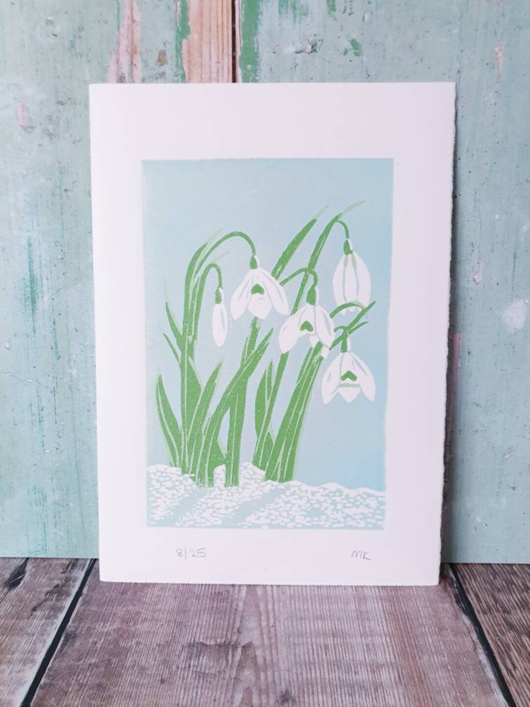Snowdrop Linocut Print | Original Botanical Art | A5 Snowdrops ...