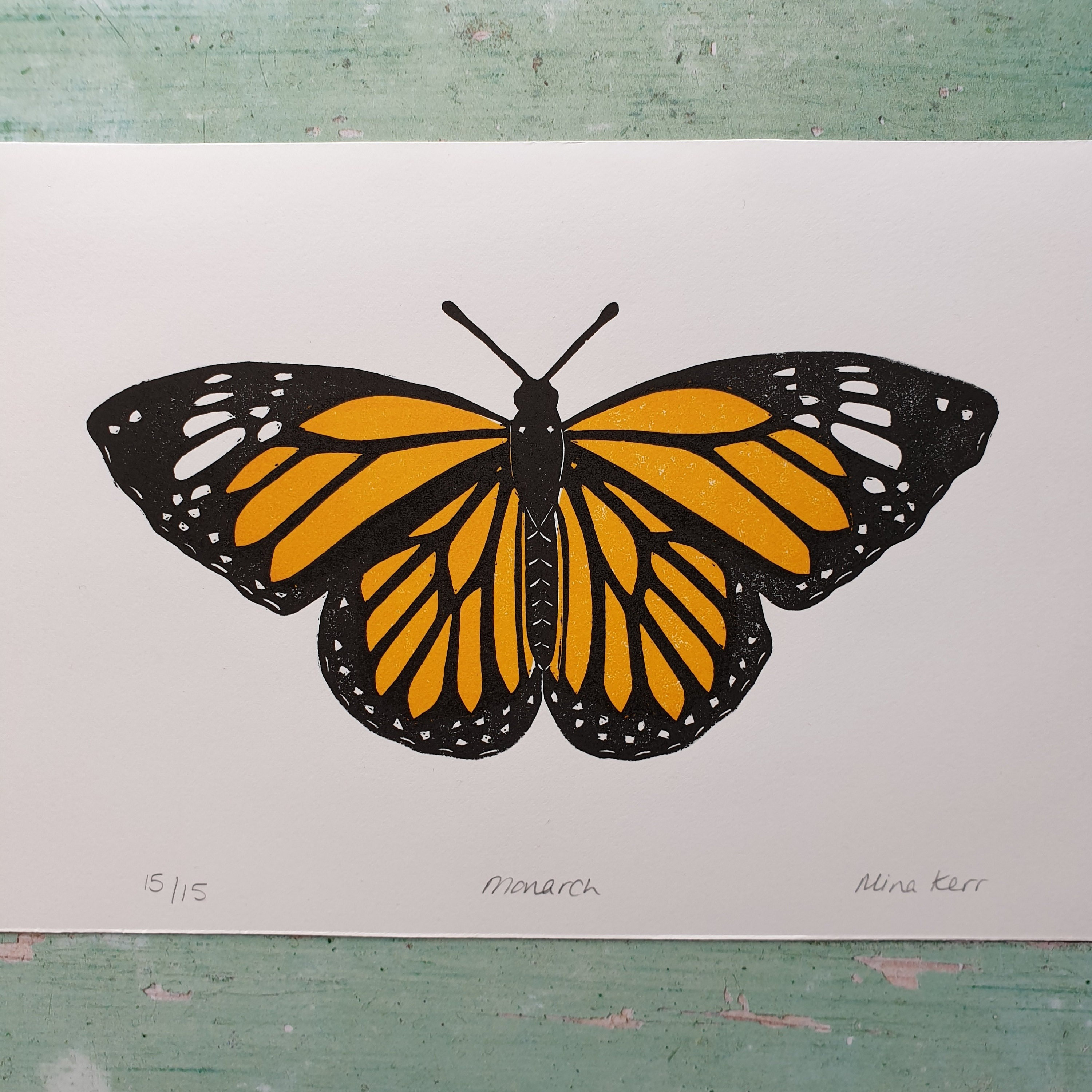 Monarch Butterfly Linocut Print - Original Orange & Black Butterfly ...