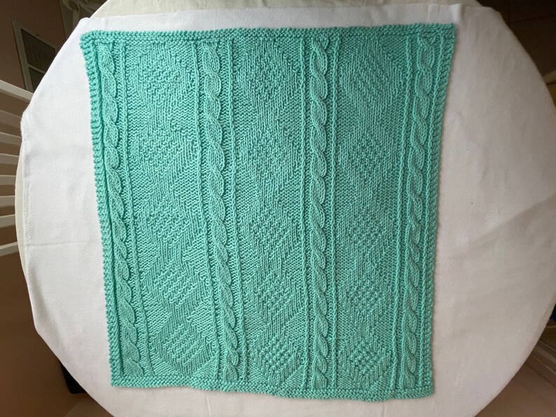 Two Beautiful Turquoise Hand Knit Baby Blankets. Apprximately 25x28" - Etsy