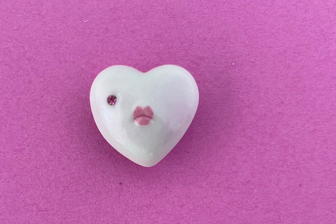 SWEETHEART Adagio Porcelain Heart Pin, Heart Shaped Pin With Soft Pink ...