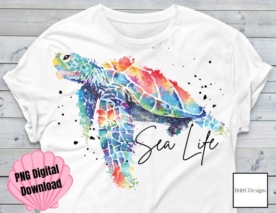 Sea Turtle Watercolor PNG Marine Animal T-shirt Design - Etsy