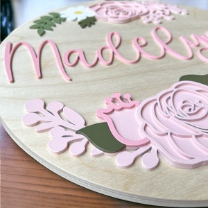 Nursey Sign | Round Nursery Decor | Floral Nursery Sign | - Etsy