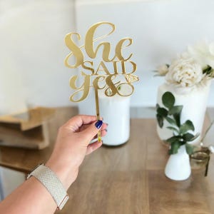 She Said Yes Cake Topper | Engagement Cake Topper | - Etsy
