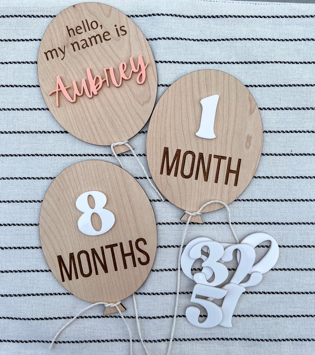 Baby Announcement & Milestone Discs | Interchangeable Monthly Milestone ...